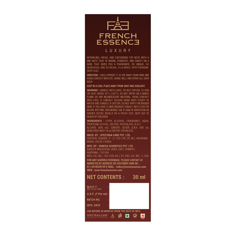 Oud Men’s Luxury Perfume Fragrance - 30ML | French Essence